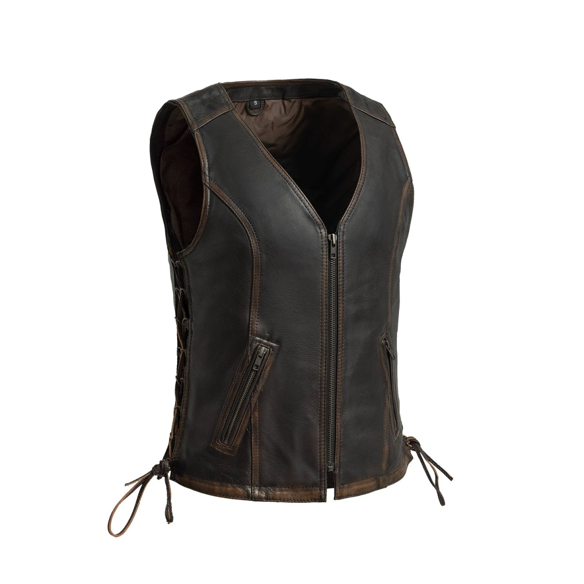 Cindy Women's Motorcycle Leather Vest - First MFG Co