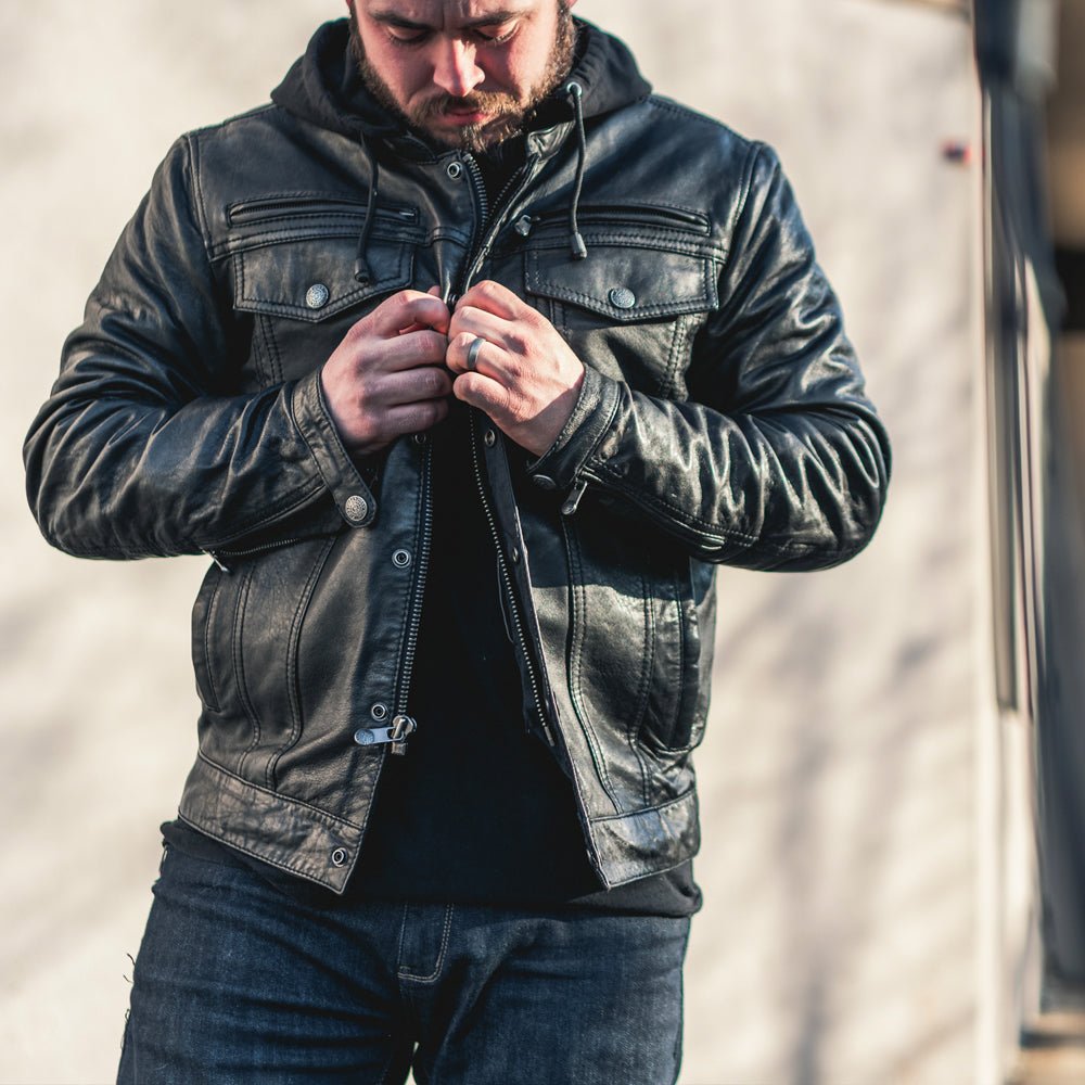 Vendetta Men's Leather Motorcycle Jacket – First MFG Co